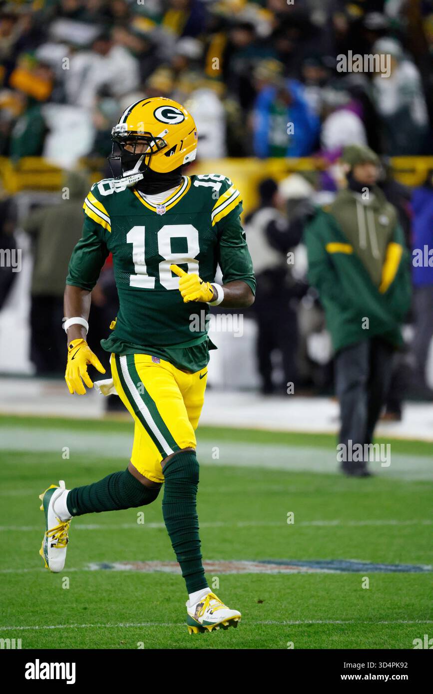 Green Bay Packers wide receiver Malik Heath (18) before an NFL football ...