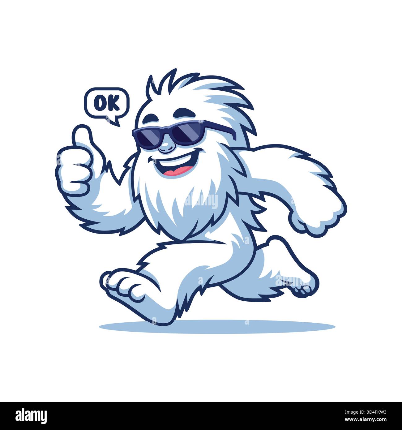 Happy Running Yeti Character Vector with Thumb Up Stock Vector Image ...