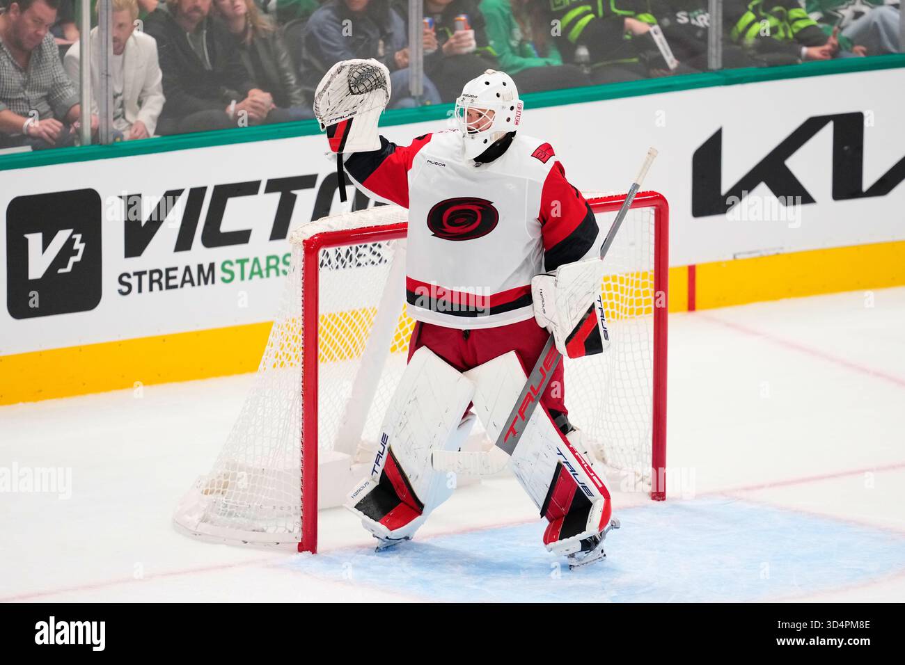 Carolina Hurricanes' Brandon Bussi stands by the net during an NHL ...