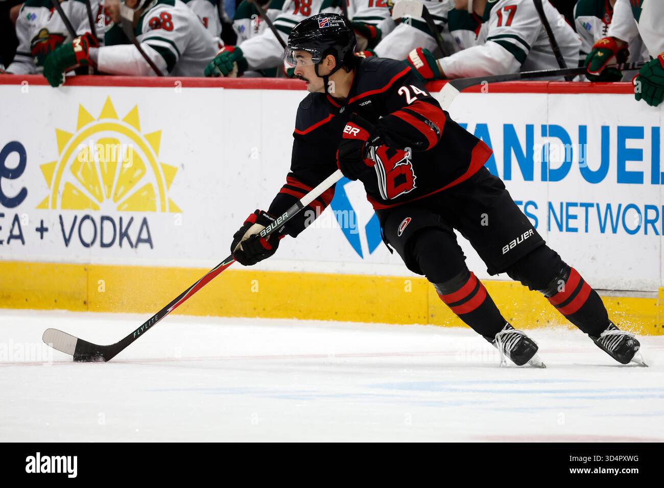 Carolina Hurricanes' Seth Jarvis (24) skates against the Minnesota Wild ...