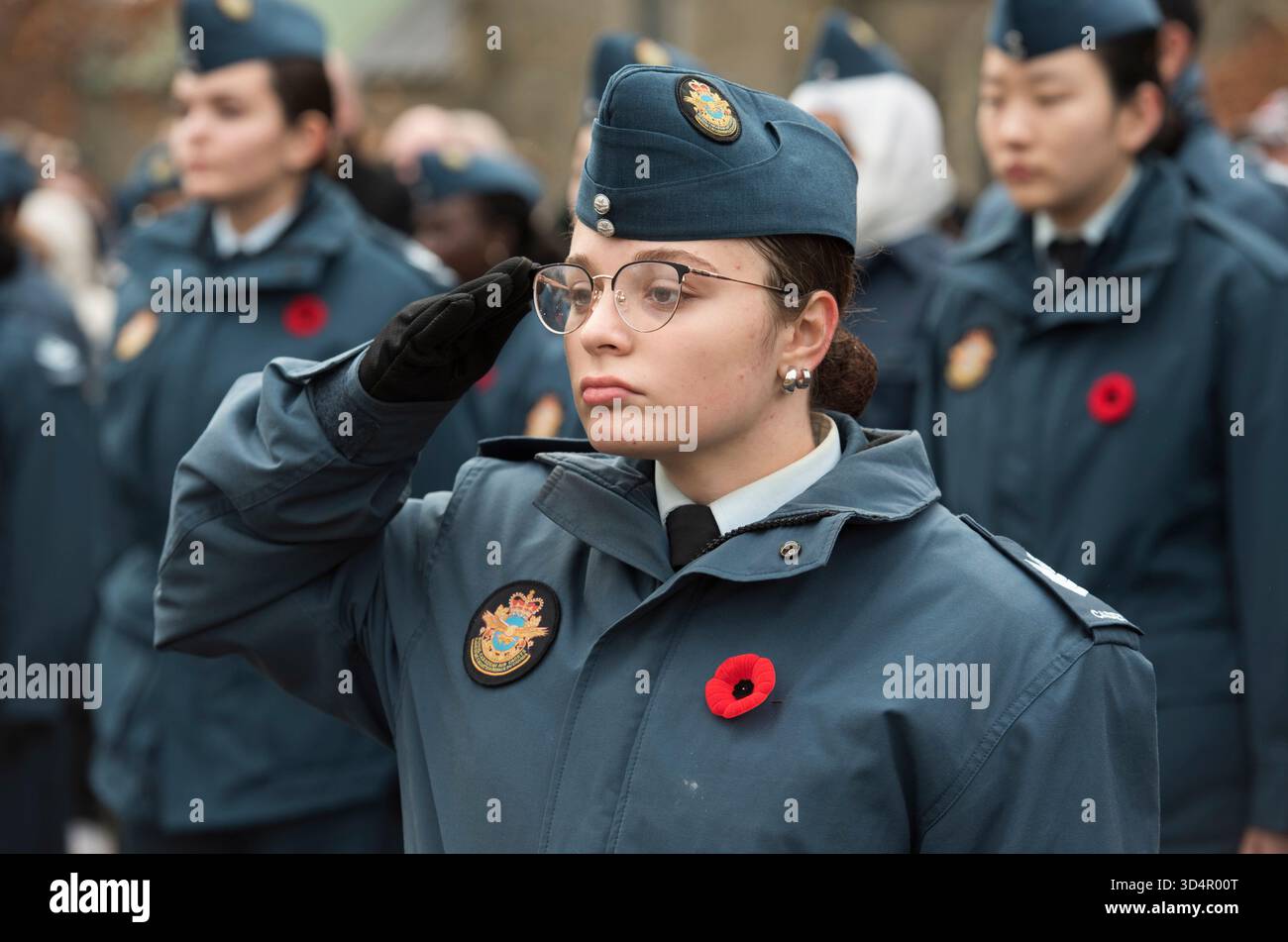 A cadet salutes during the Provincial Remembrance Day ceremony in ...