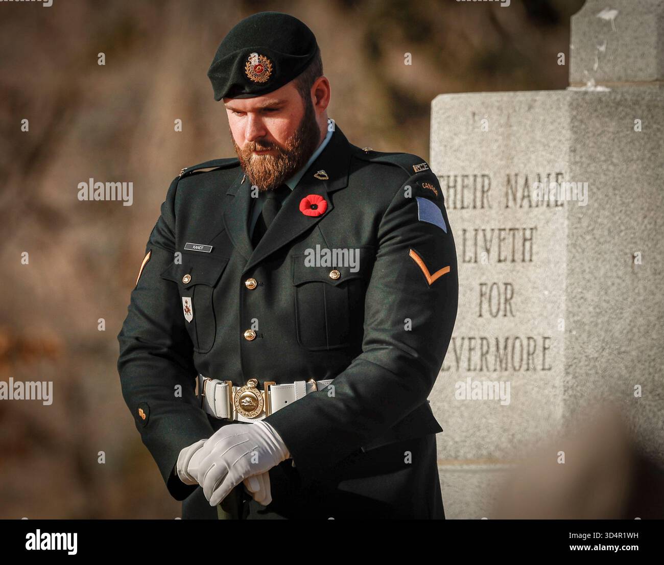 A soldier of the 41st Combat Engineer Regiment stands guard at a ...