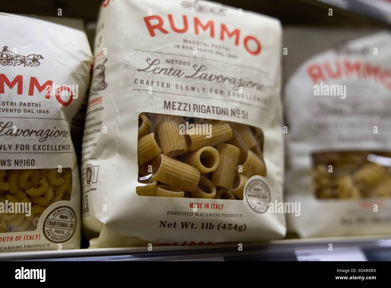 Boxes of imported Italian pasta are seen on shelves, Tuesday, Nov. 11 ...