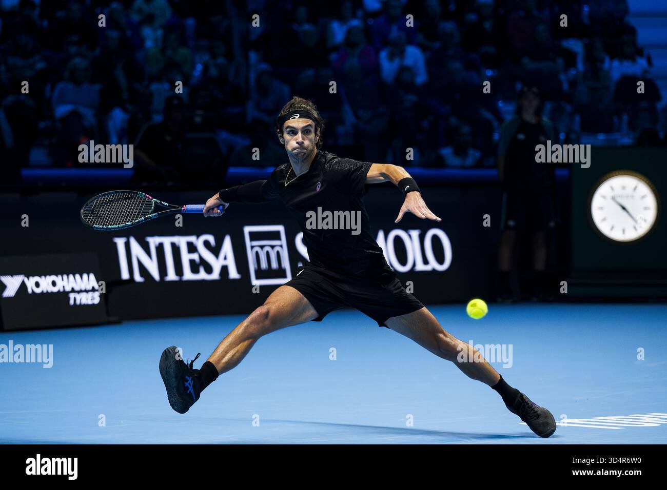 Lorenzo Musetti of Italy plays a forehand during his round robin ...