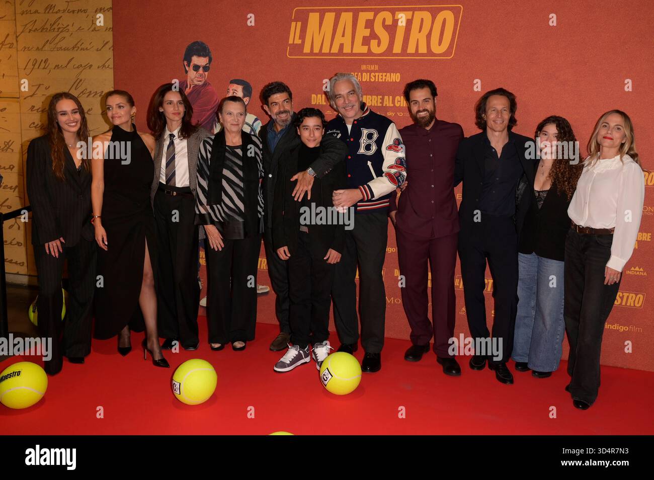 Cast of the movie attend Il Maestro red carpet at The Space Cinema ...
