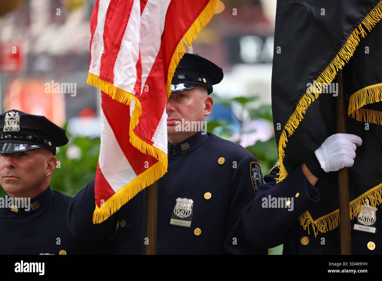 The NYPD Honor Guard holds position during a ceremony at Madison Square ...