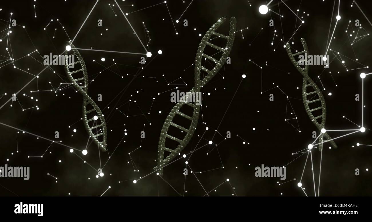 Floating centered DNA helix glowing in dark void, showing helices ...