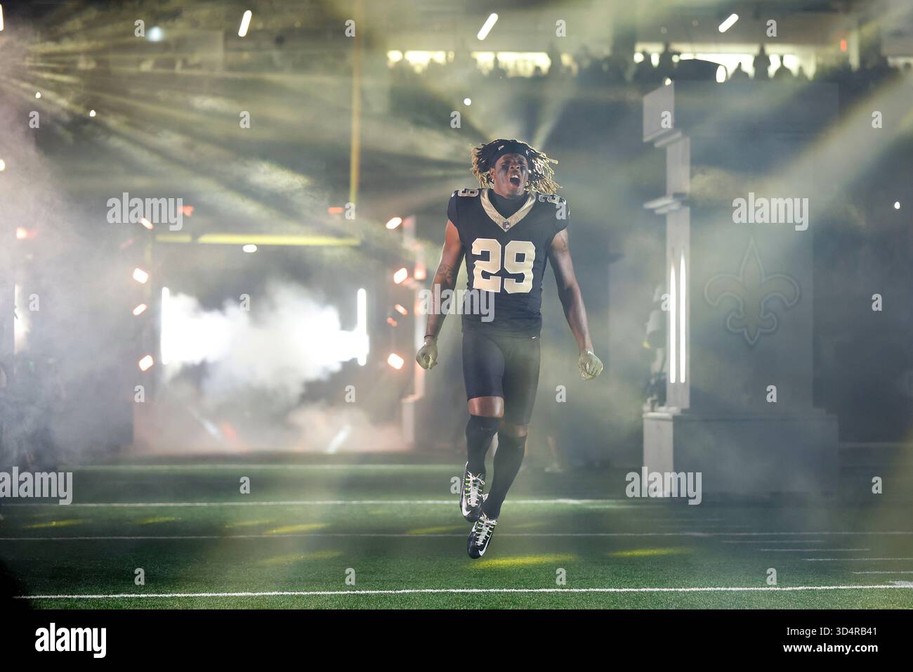 New Orleans Saints cornerback Quincy Riley (29) runs out on the field ...