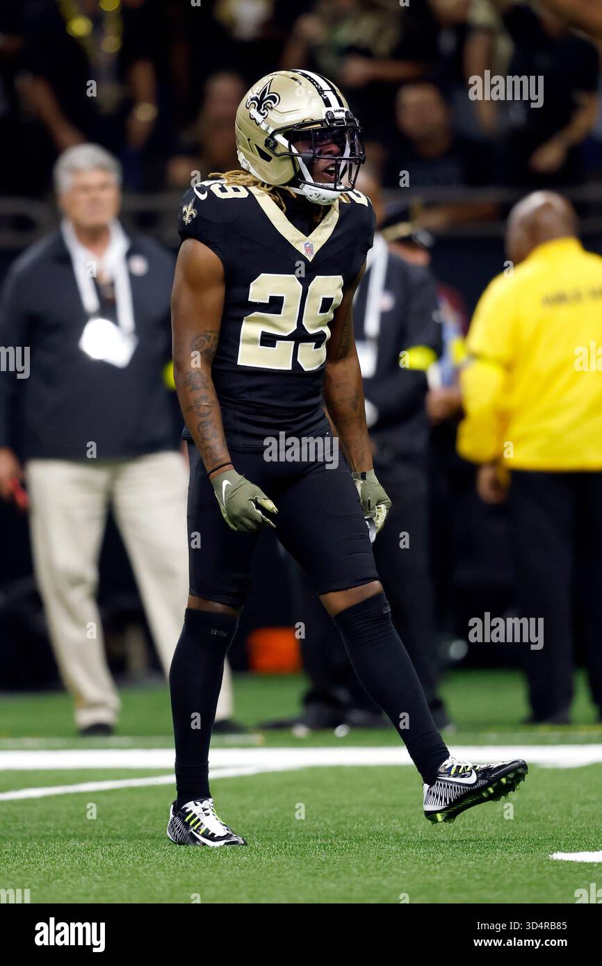 New Orleans Saints cornerback Quincy Riley (29) reacts during an NFL ...