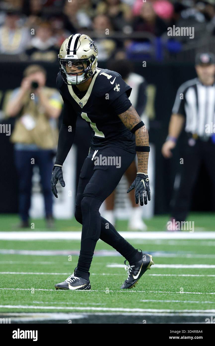 New Orleans Saints cornerback Alontae Taylor (1) defends during an NFL ...