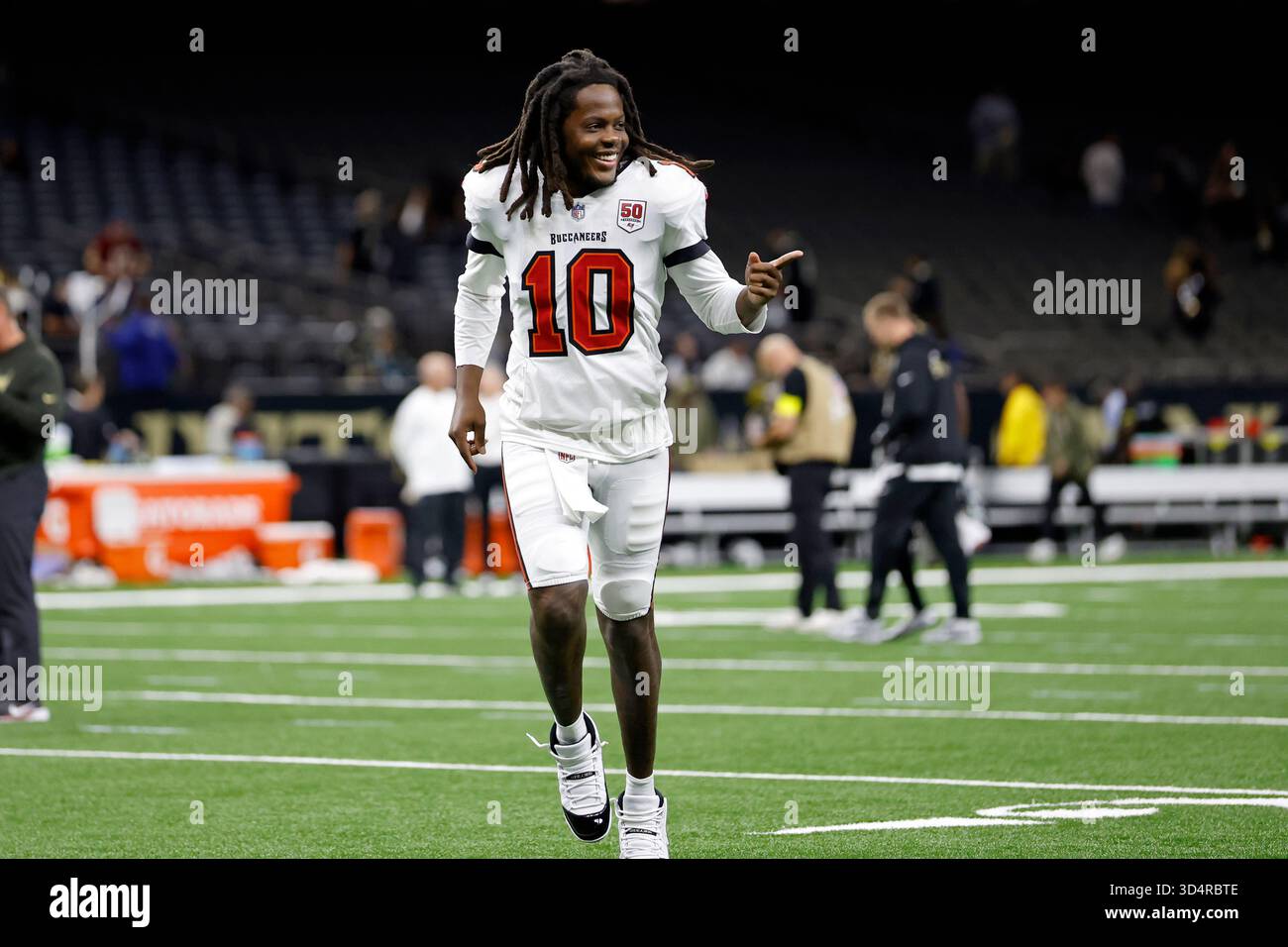 Tampa Bay Buccaneers quarterback Teddy Bridgewater (10) walks off the ...