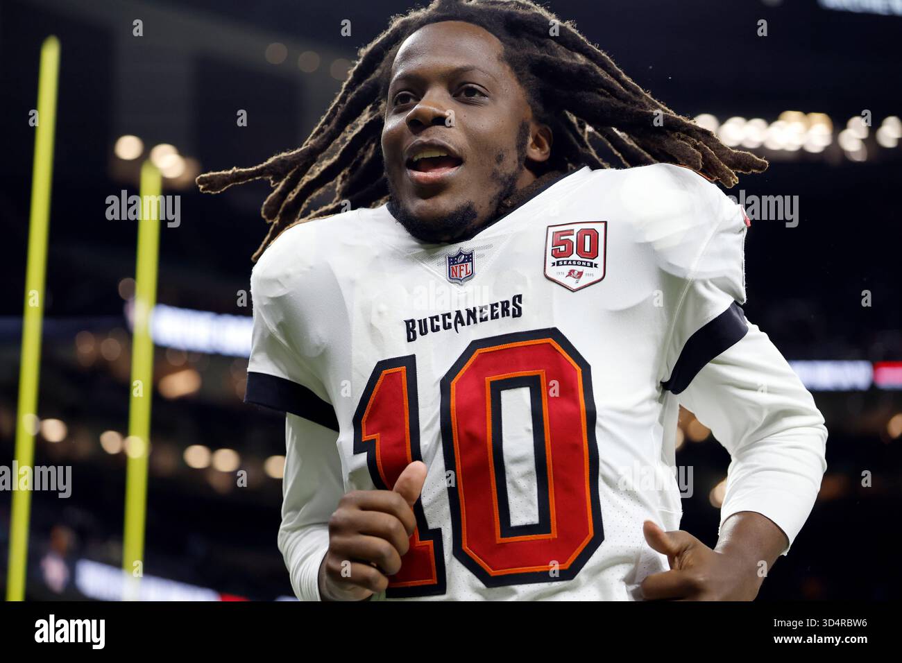Tampa Bay Buccaneers quarterback Teddy Bridgewater (10) walks off the ...