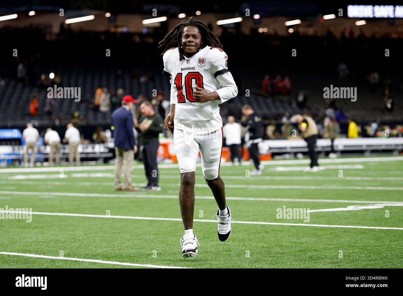 Tampa Bay Buccaneers quarterback Teddy Bridgewater (10) walks off the ...