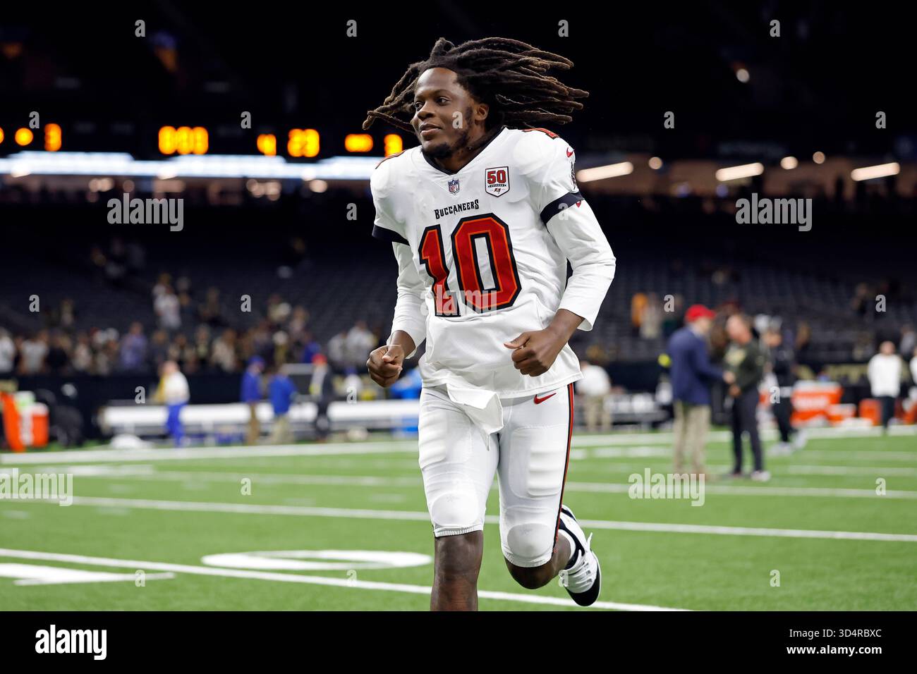 Tampa Bay Buccaneers quarterback Teddy Bridgewater (10) walks off the ...