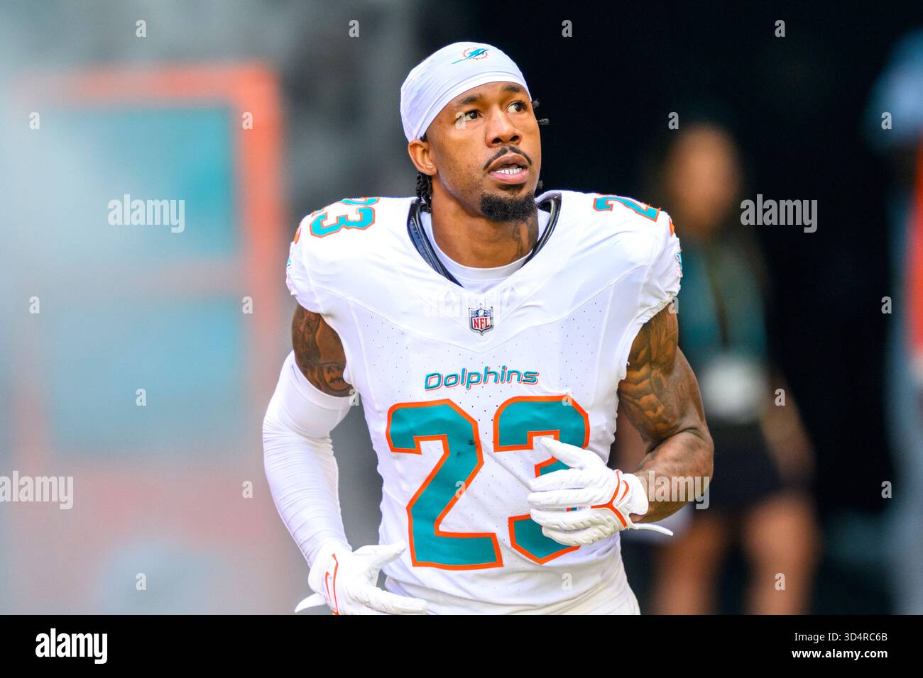Miami Dolphins cornerback Jack Jones (23) runs onto the field during ...