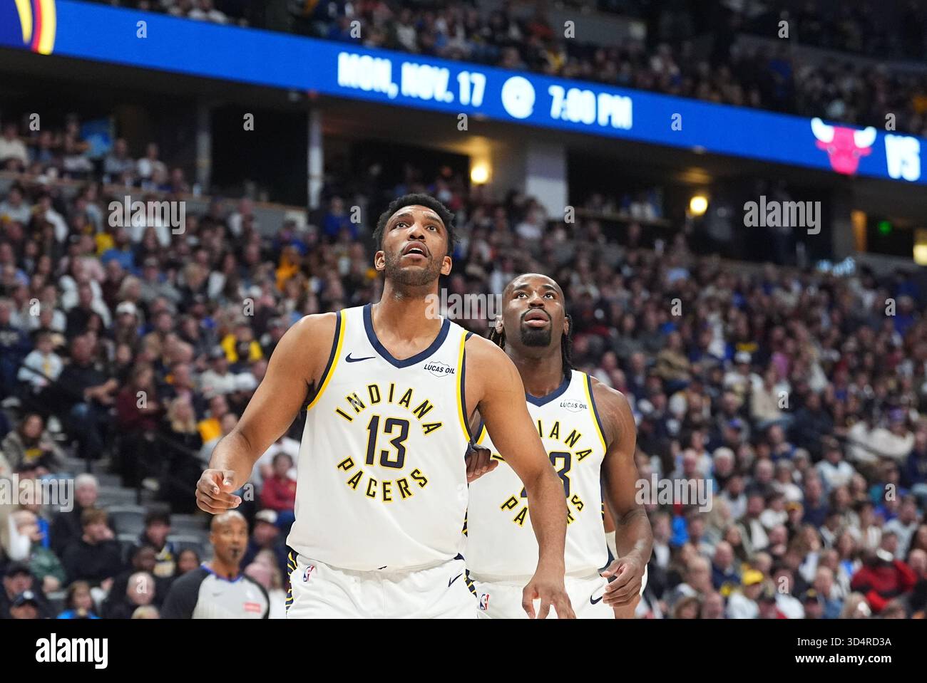 Indiana Pacers center/forward Tony Bradley (13) and guard/forward Aaron ...