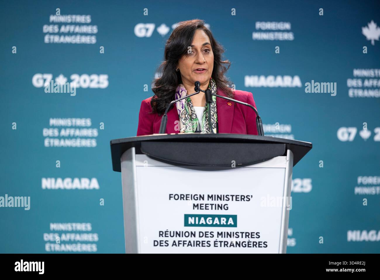 Foreign Affairs Minister Anita Anand delivers opening remarks during ...