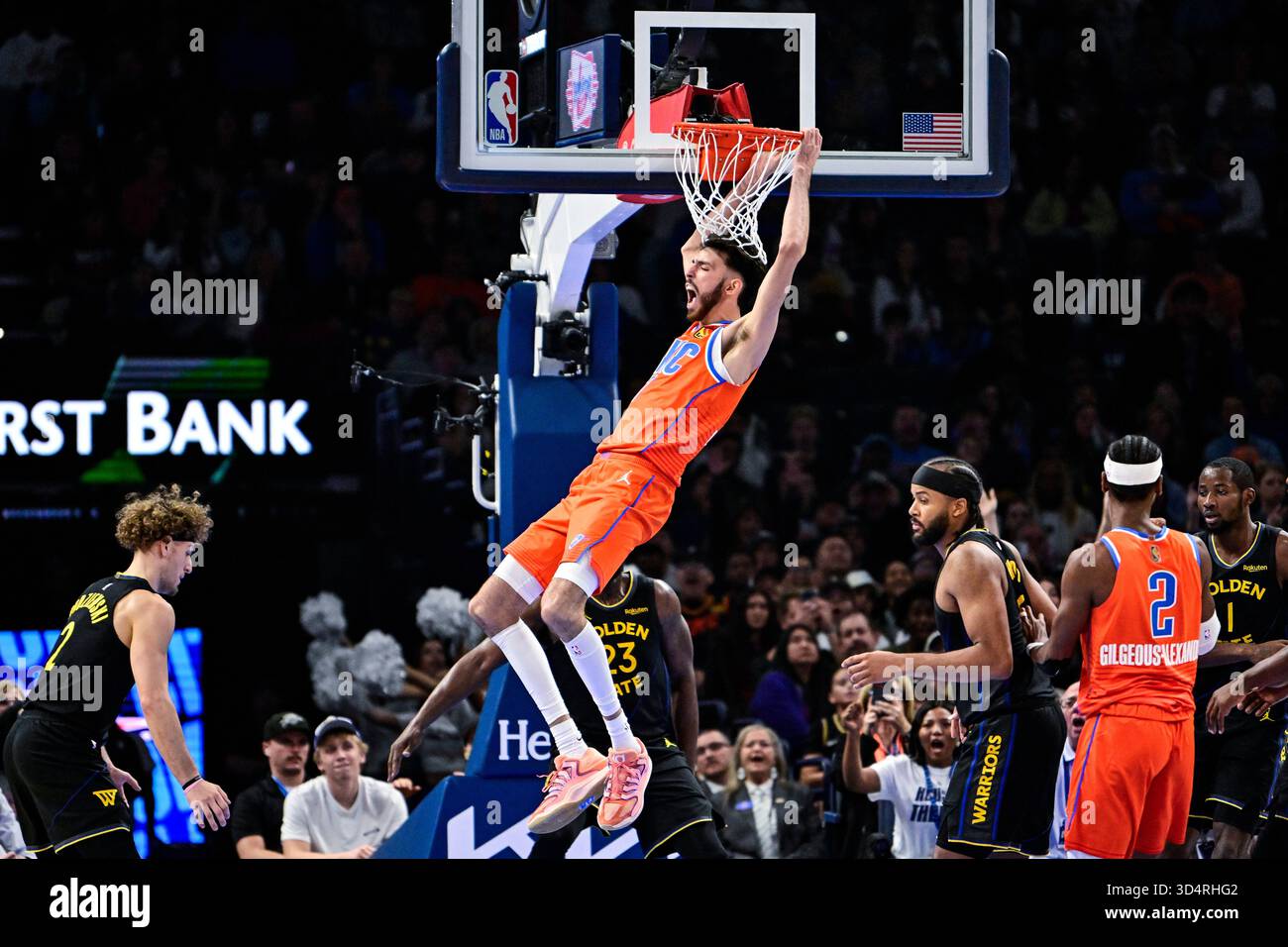 Oklahoma City Thunder center/forward Chet Holmgren (7) celebrates after ...