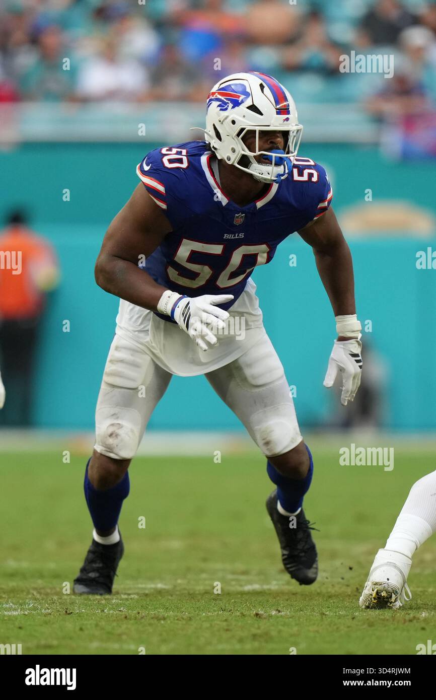 Buffalo Bills defensive end Greg Rousseau (50) rushes the passer during ...