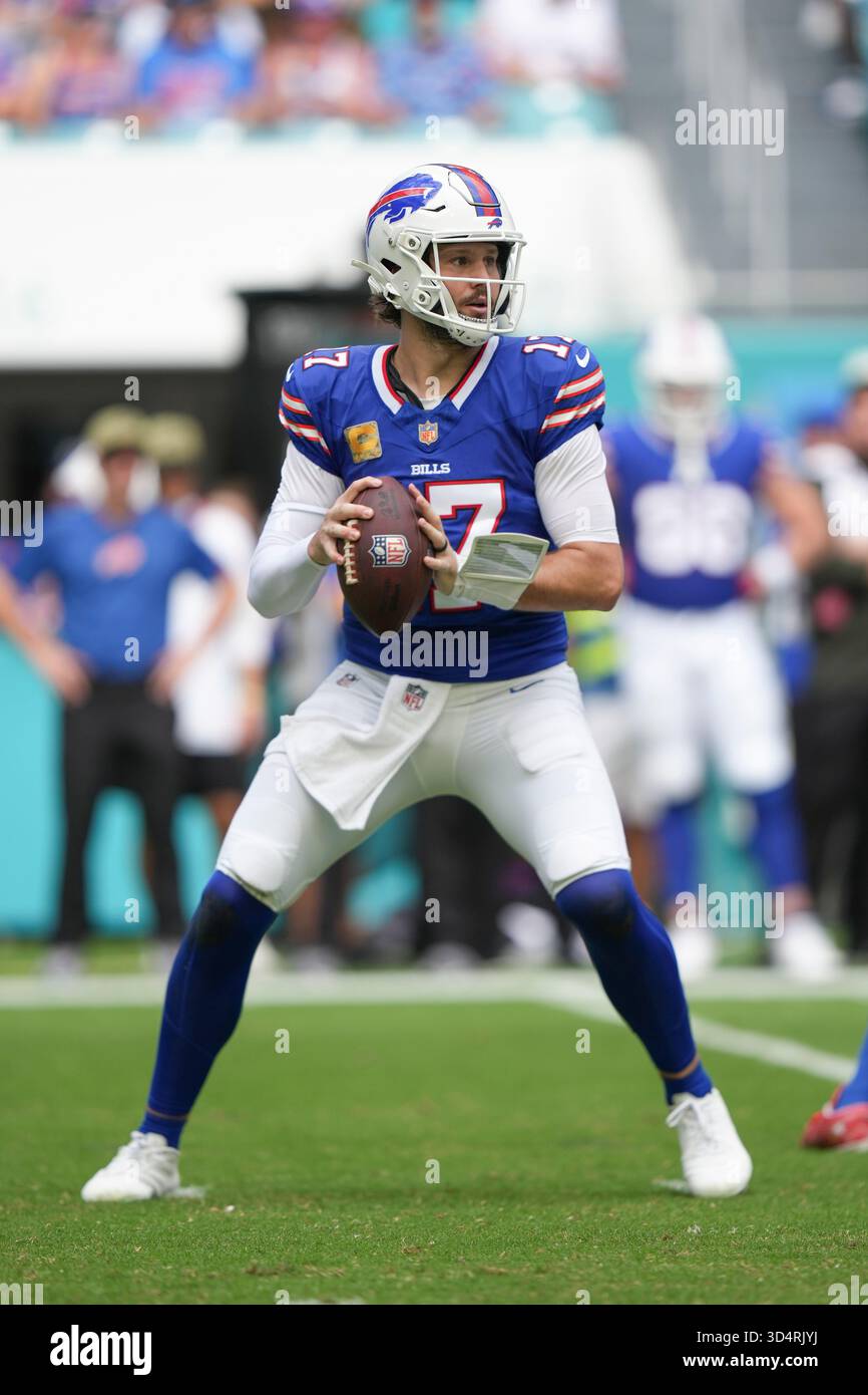 Buffalo Bills quarterback Josh Allen (17) considers a pass attempt ...