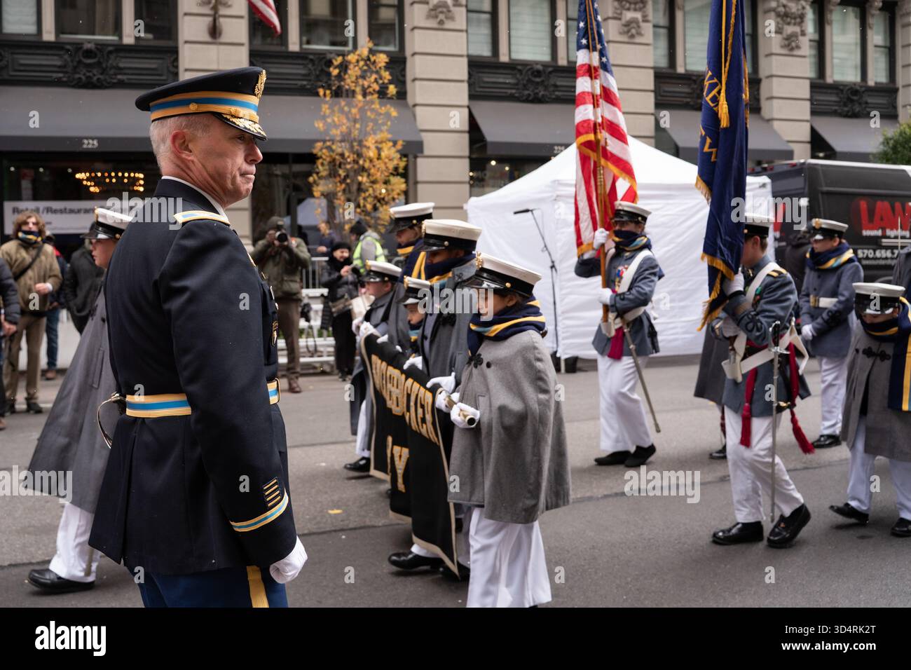 A colonel of the U.S. Army leads cadets during the 106th annual ...