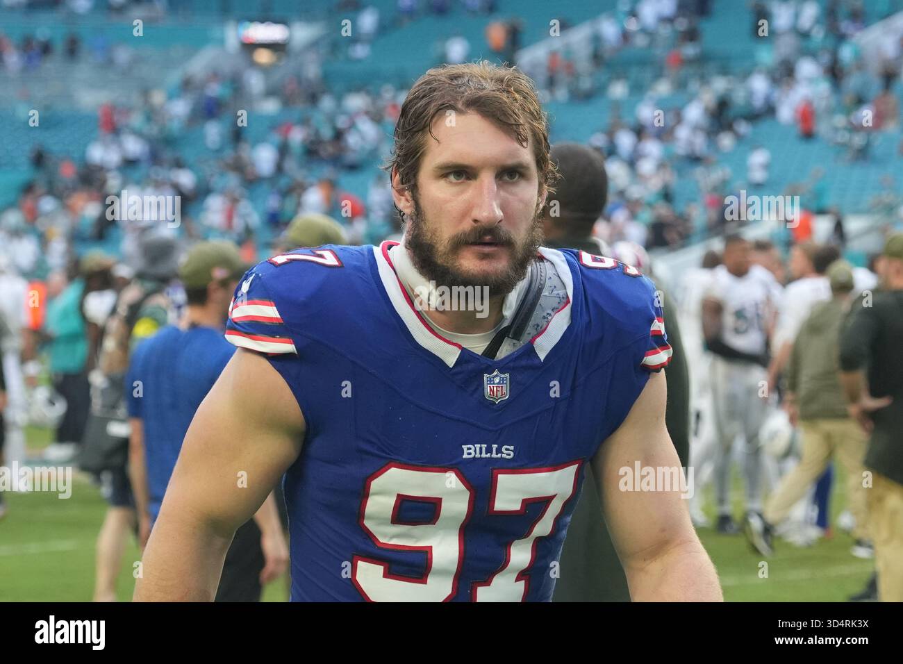 Buffalo Bills defensive end Joey Bosa (97) leaves the field following ...