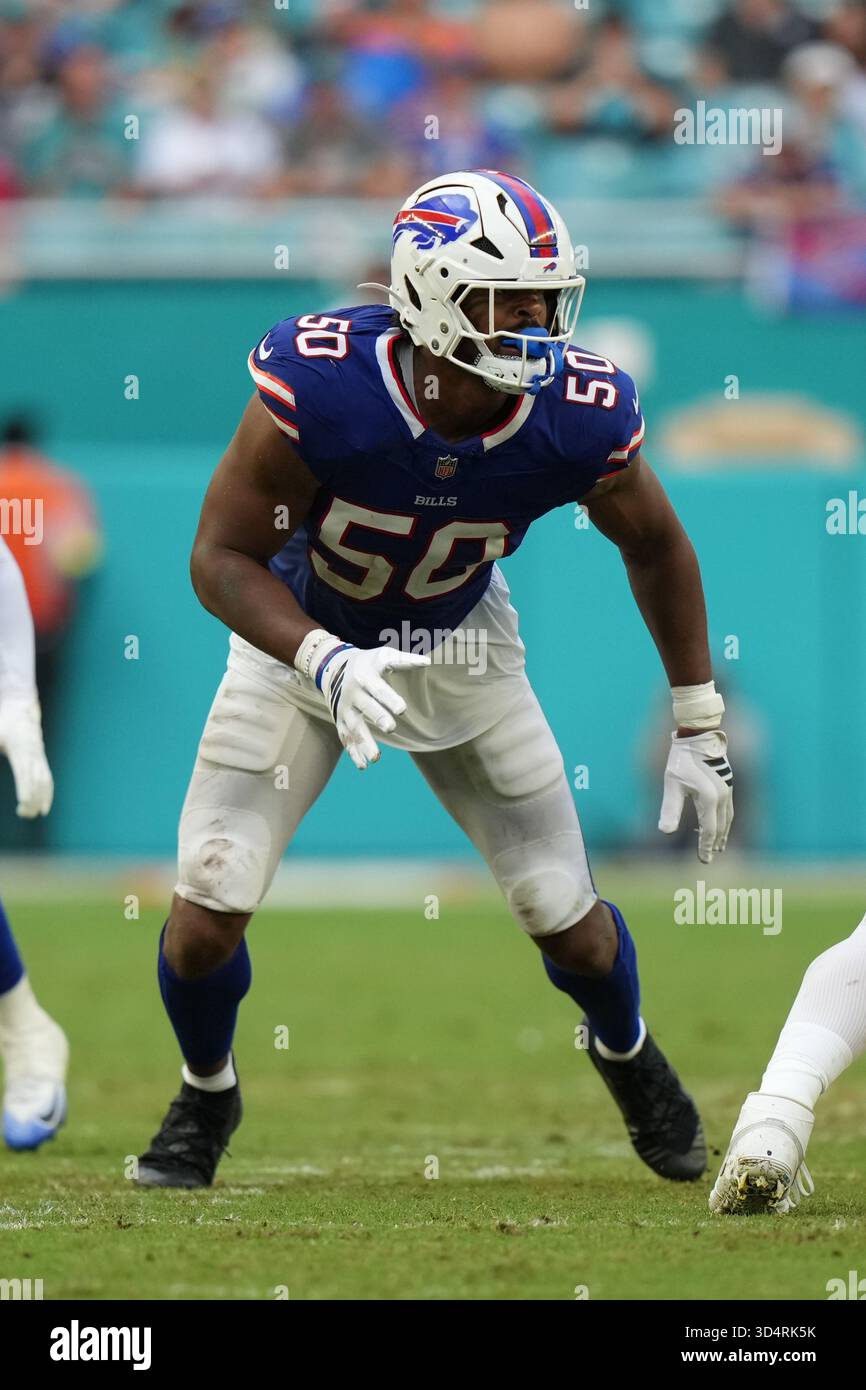 Buffalo Bills defensive end Greg Rousseau (50) rushes the passer during ...