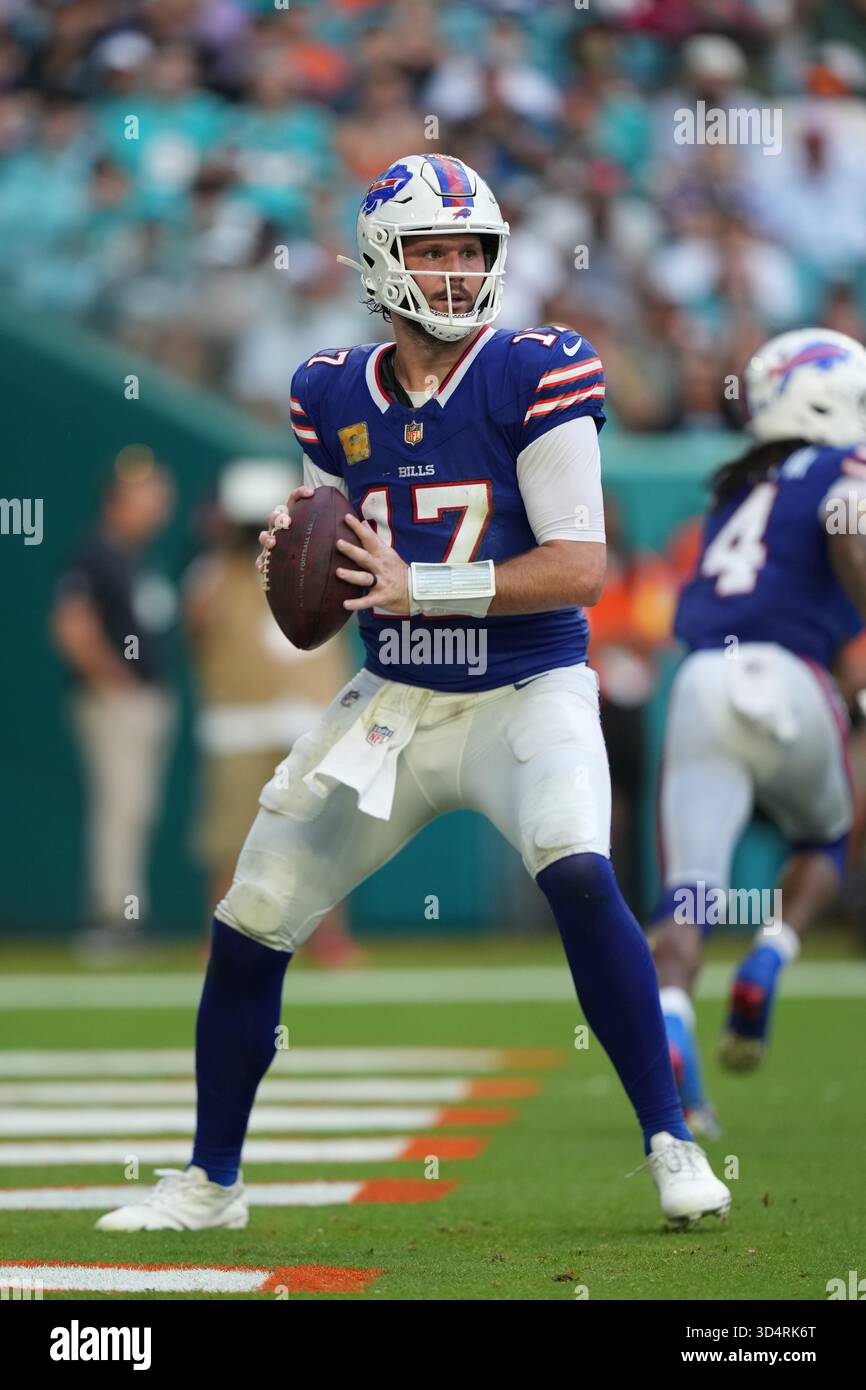 Buffalo Bills quarterback Josh Allen (17) makes a pass attempt during ...