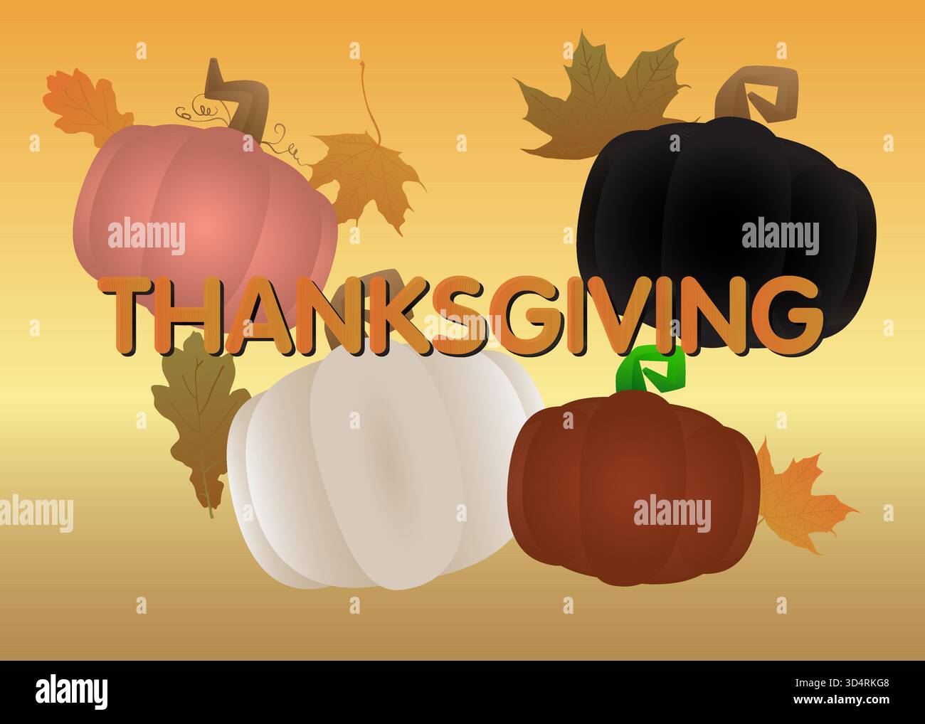 Thanksgiving text with Autumn leaf and Pumpkin. Poster for celebrating ...