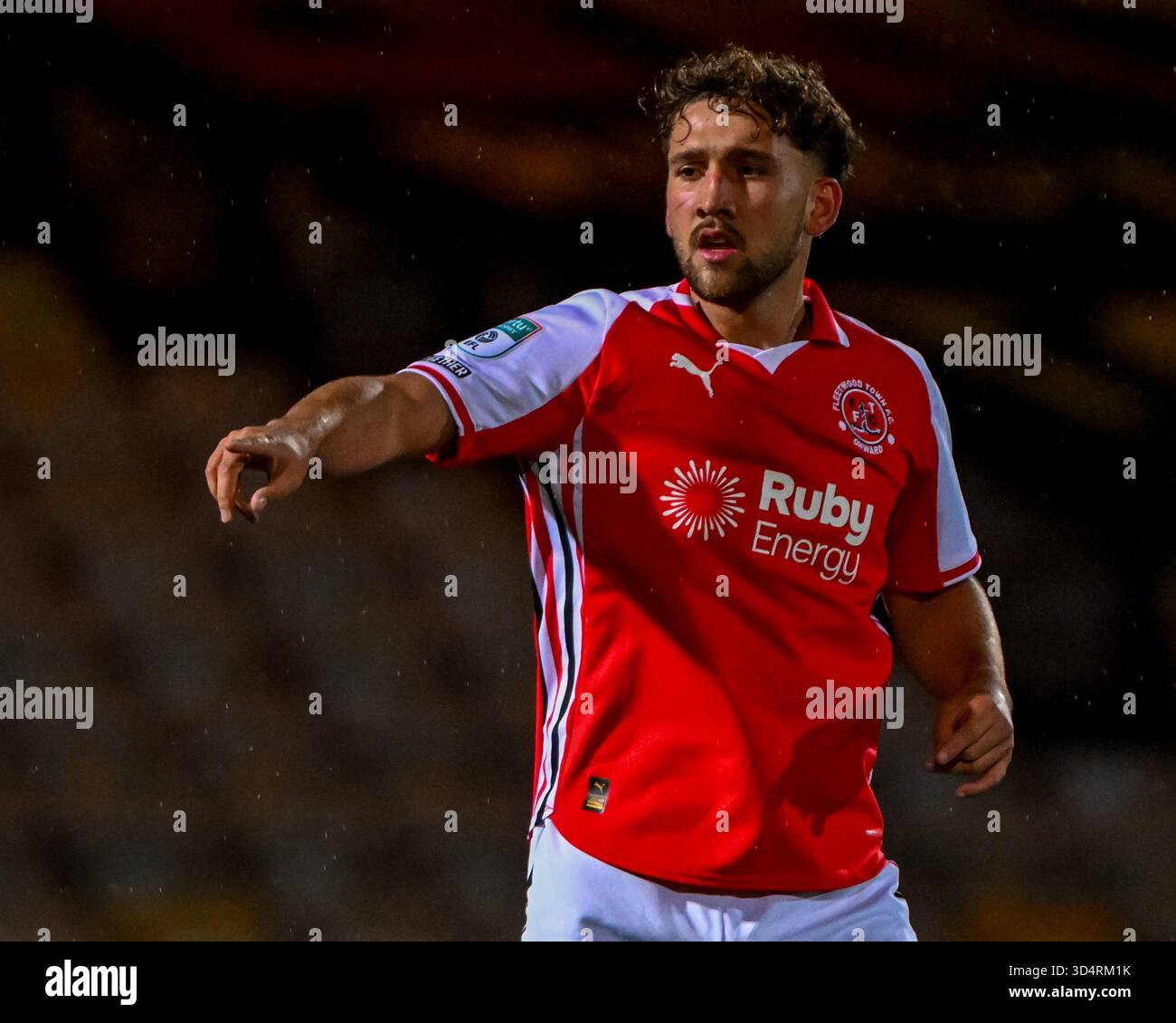 George Morrison of Fleetwood Town during the The Vertu Trophy Group G ...