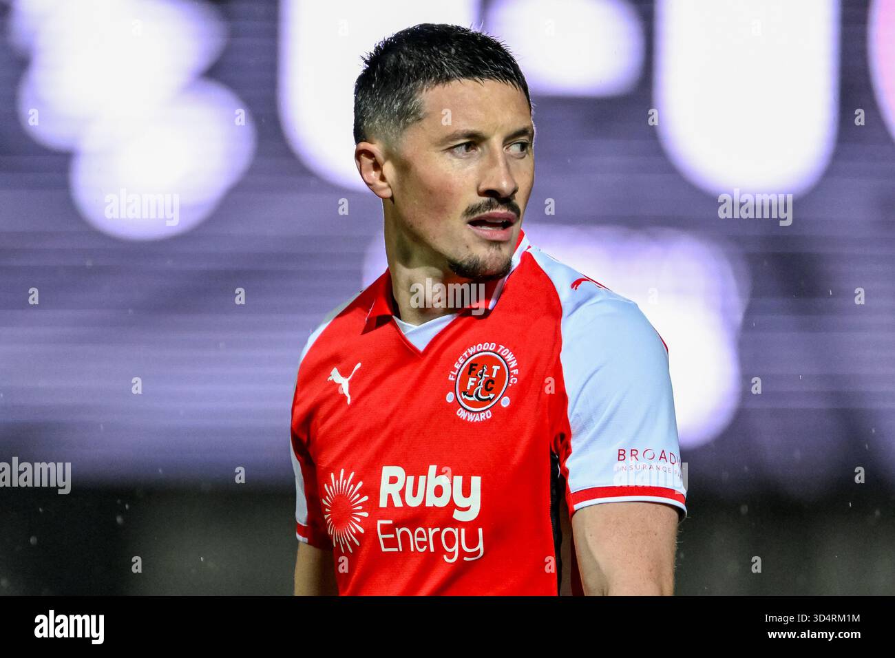 Ronan Coughlan of Fleetwood Town during the The Vertu Trophy Group G ...