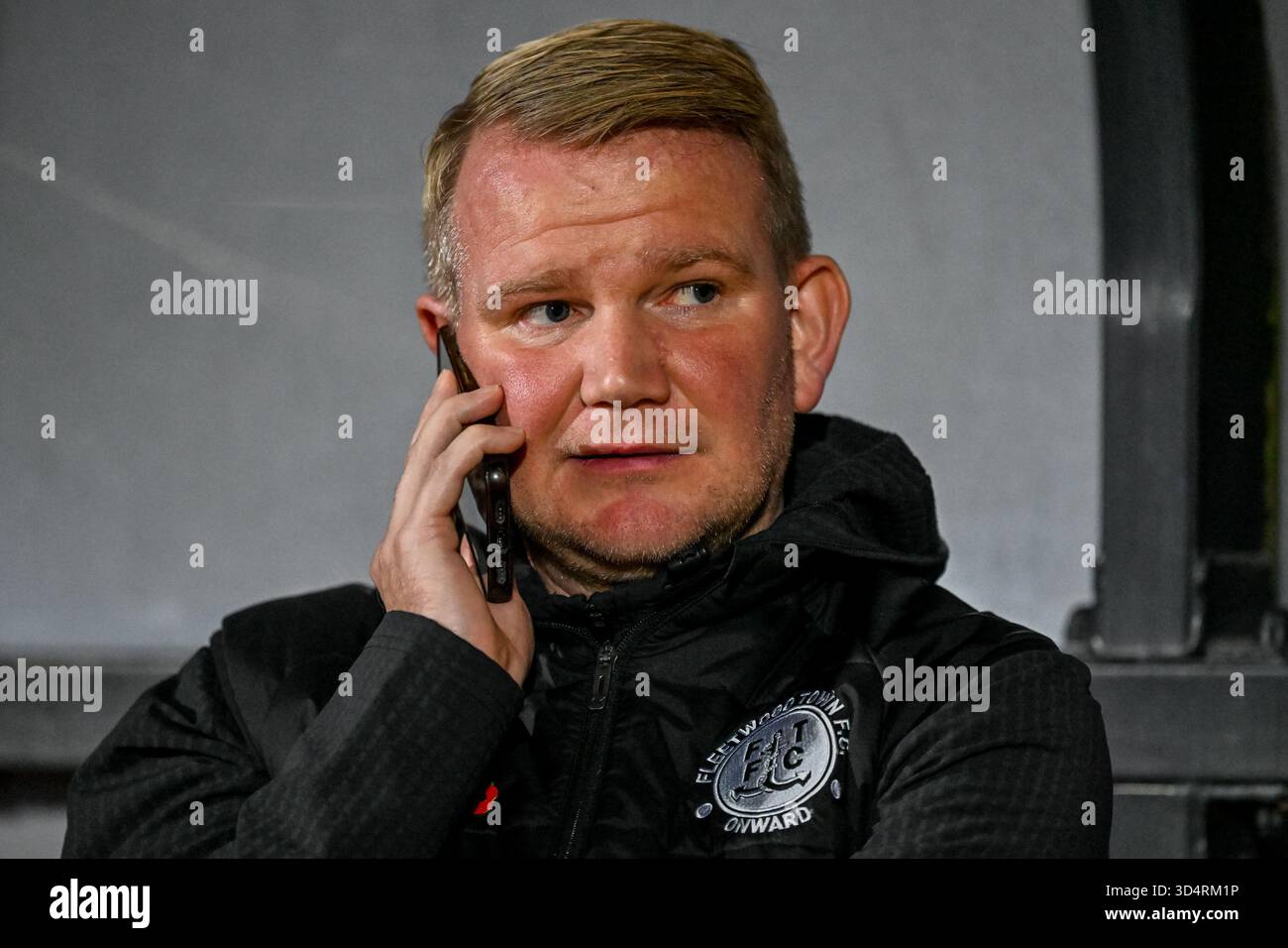 Pete Wild, manager of Fleetwood Town, during the The Vertu Trophy Group ...