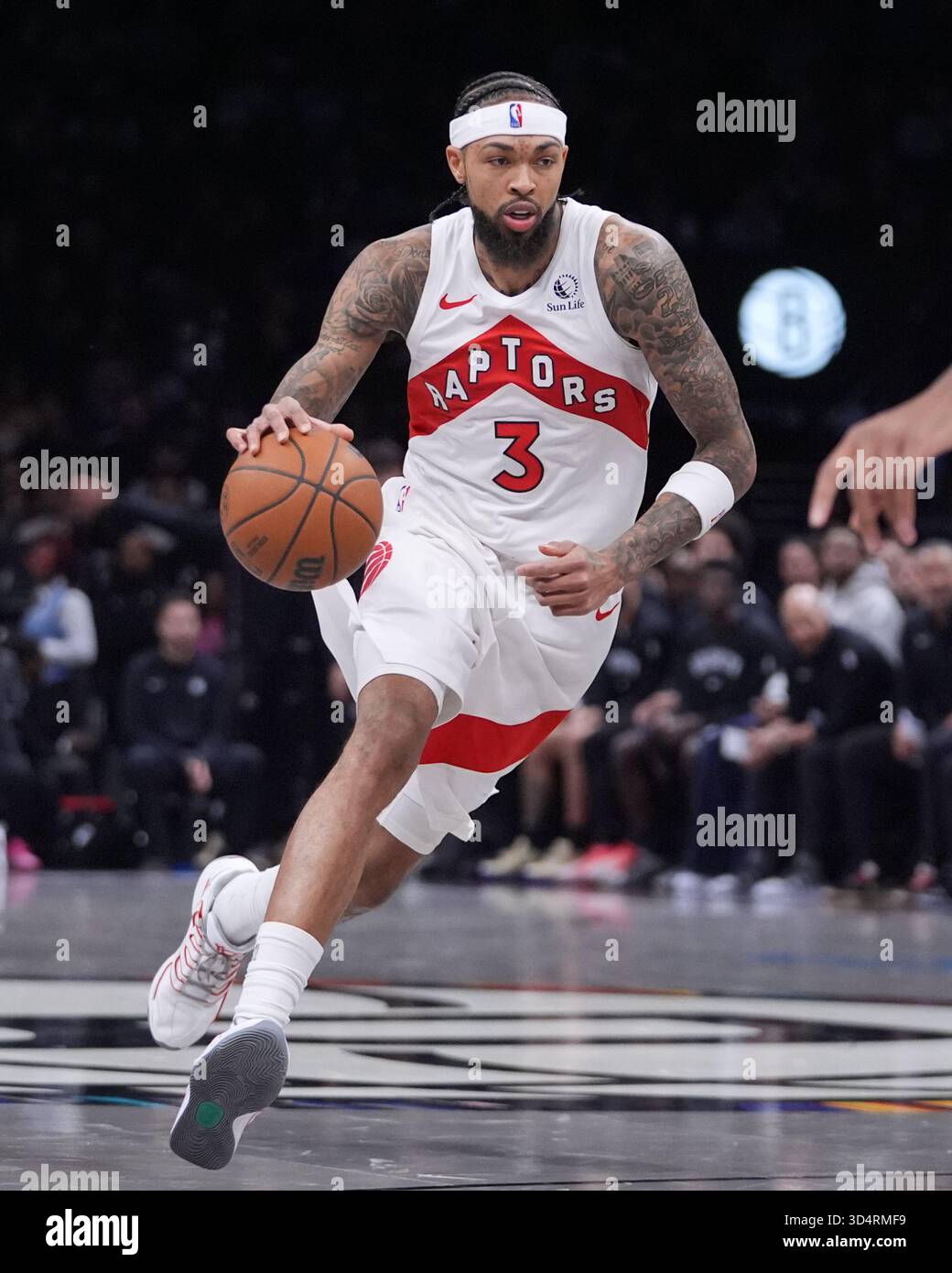 Toronto Raptors' Brandon Ingram (3) drives to the basket during the ...