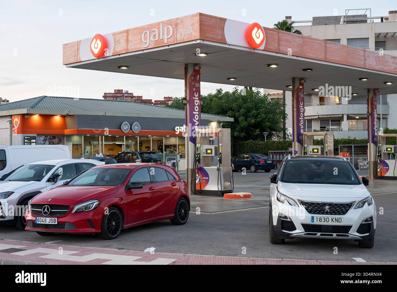 Vehicles are seen parked at the Portuguese gas station company, Galp in ...