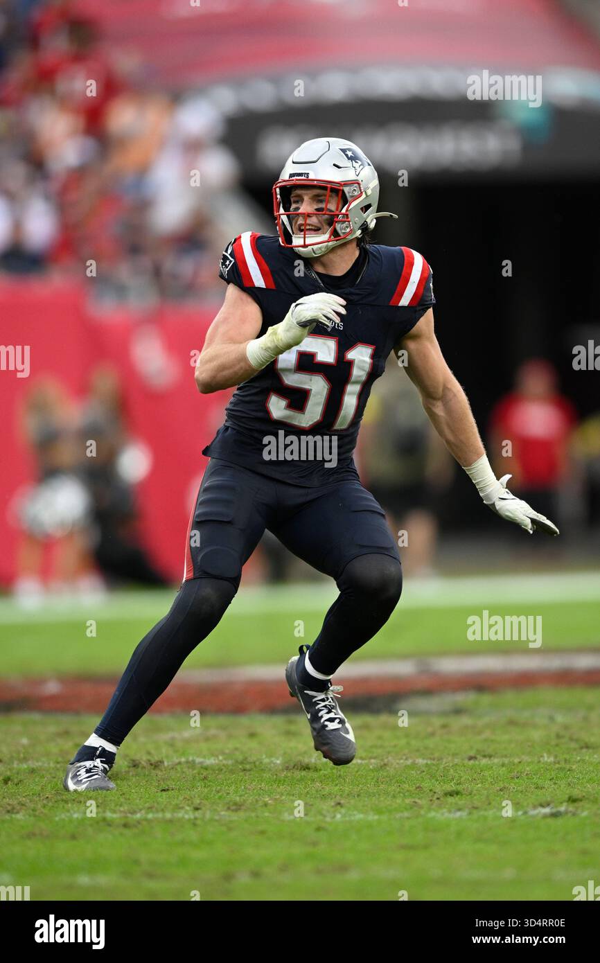 New England Patriots linebacker Jack Gibbens (51) follows a play during ...