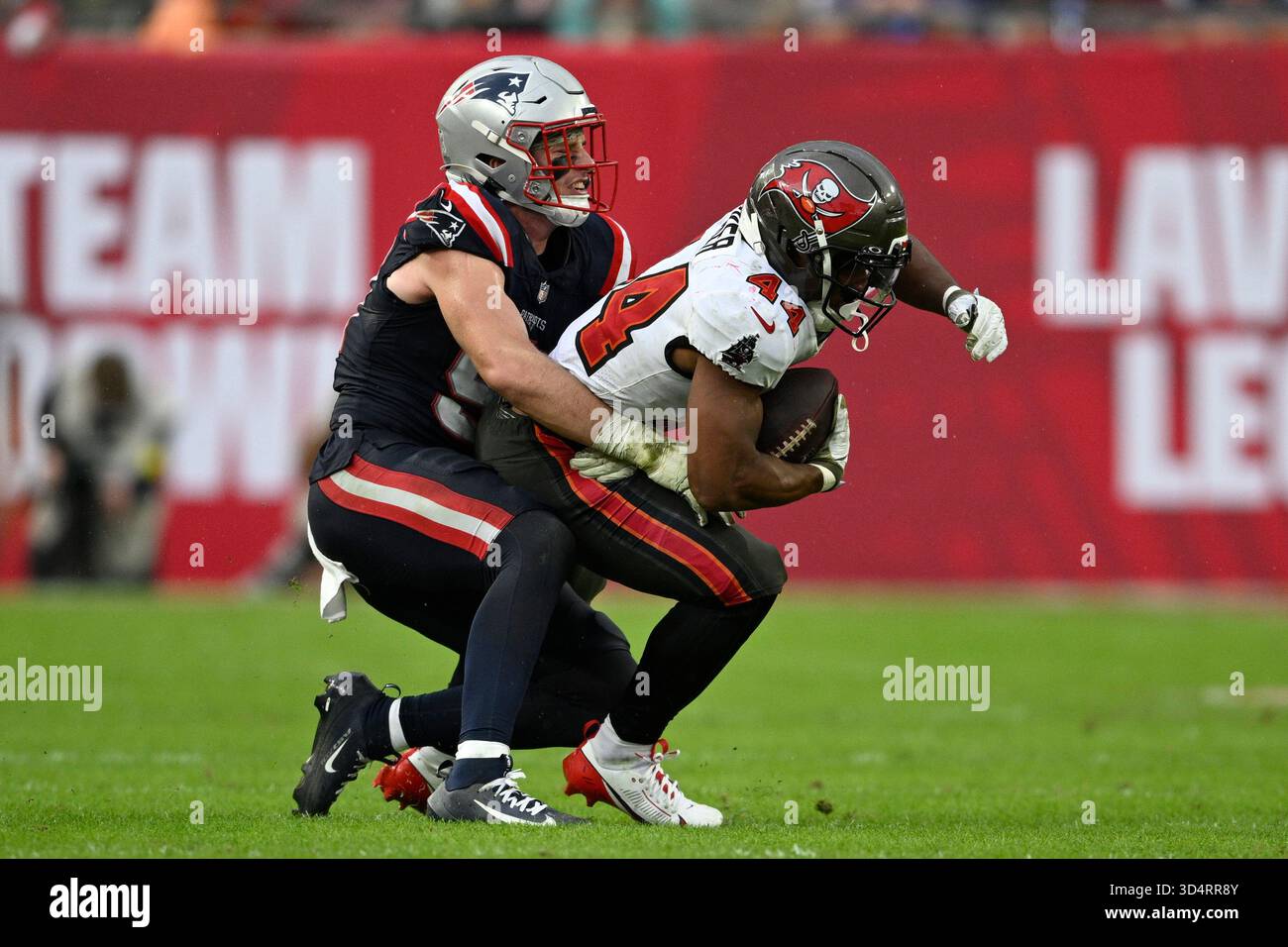 Tampa Bay Buccaneers running back Sean Tucker (44) is tackled by New ...