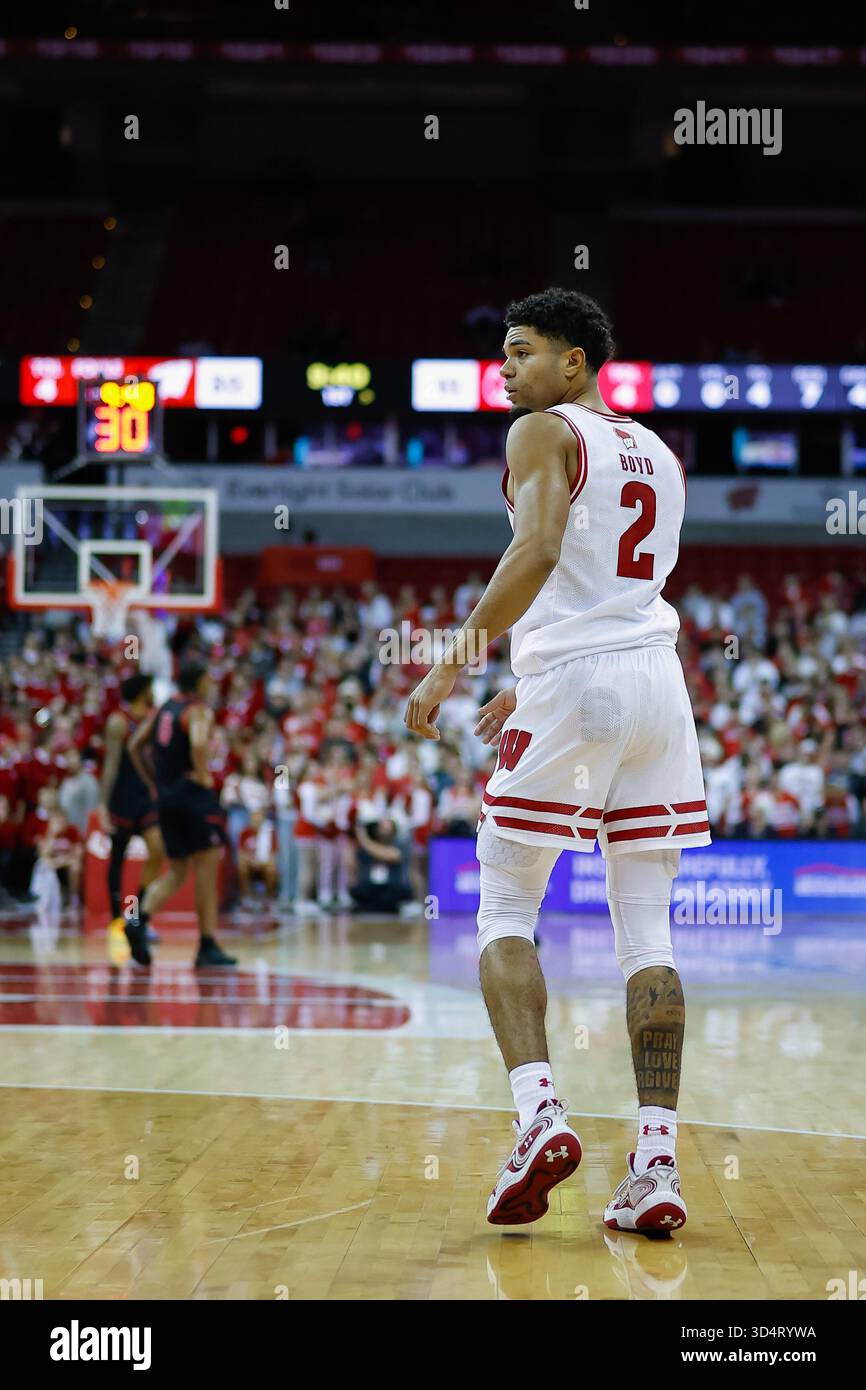 November 11, 2025: Wisconsin Badgers guard Nick Boyd (2) during the ...