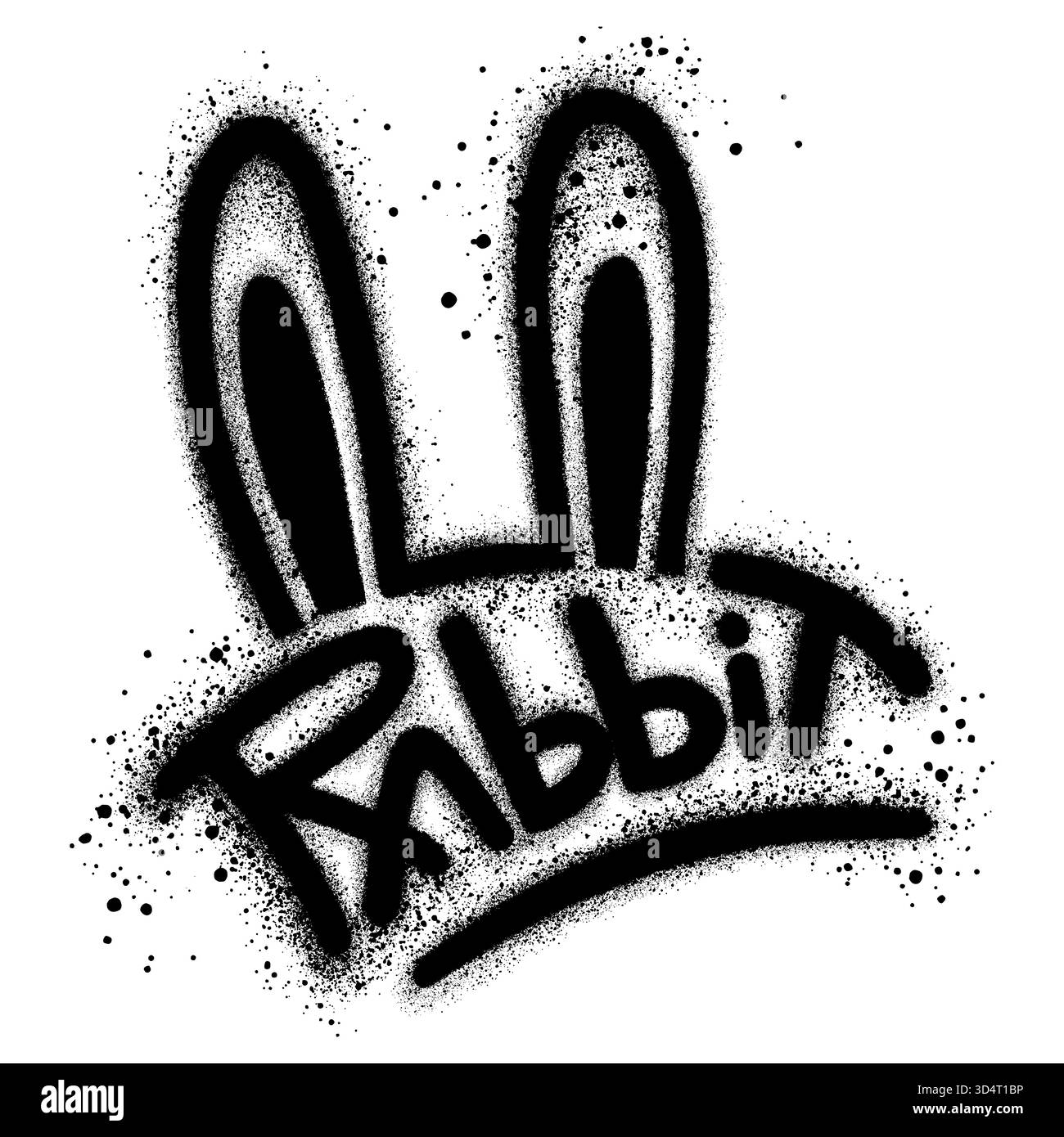 Rabbit graffiti with black spray paint. vector illustration Stock ...