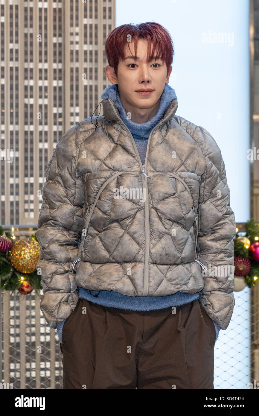 New York, NY, November 11, 2025: South Korean singer Wonho (Lee Ho-seok) visits the Empire State ...