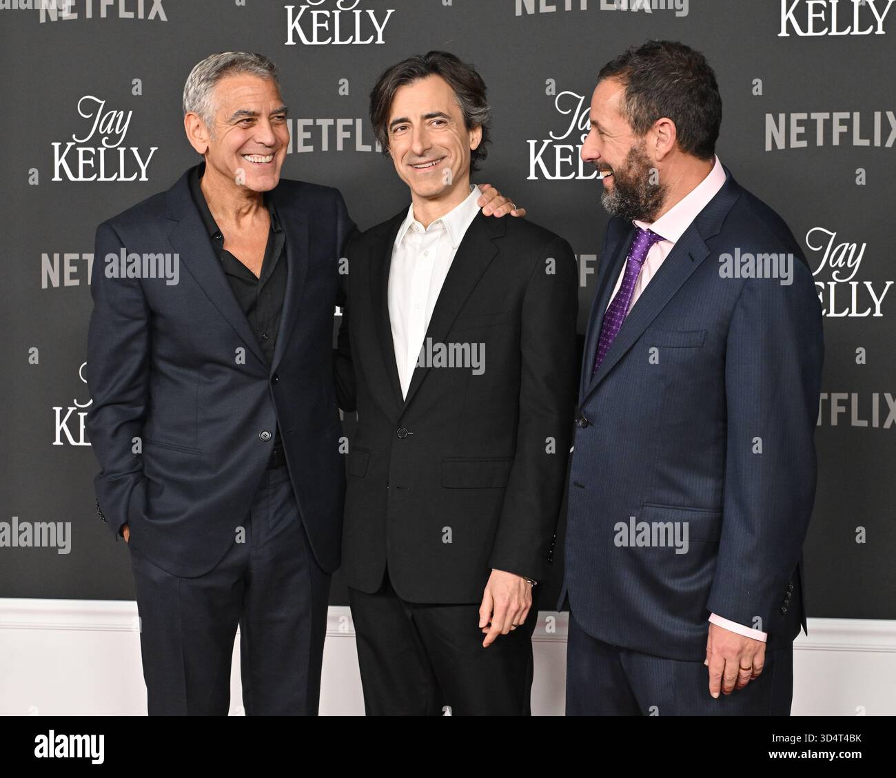 George Clooney, Noah Baumbach and Adam Sandler arriving to the Los ...
