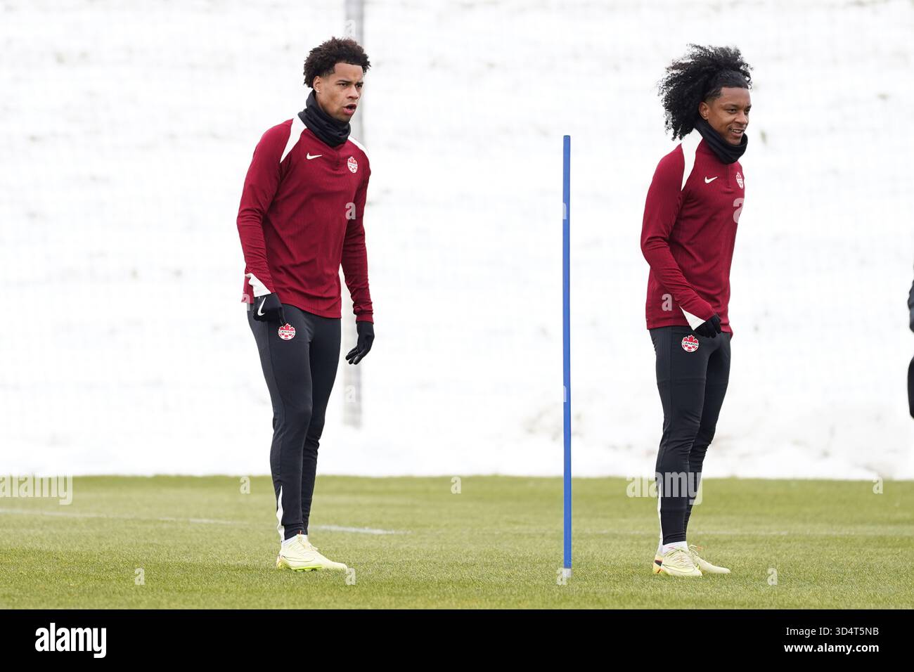 Tajon Buchanan #17 of Canada and Jayden Nelson #25 of Canada during the ...