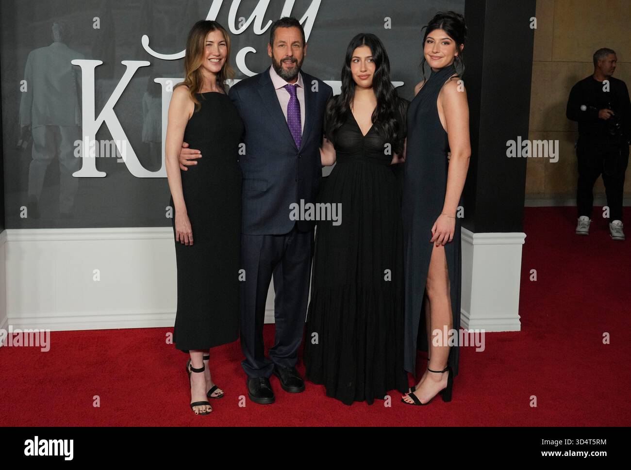 Jackie Sandler, from left, Adam Sandler, Sadie Sandler, and Sunny Sandler arrive at the premiere ...