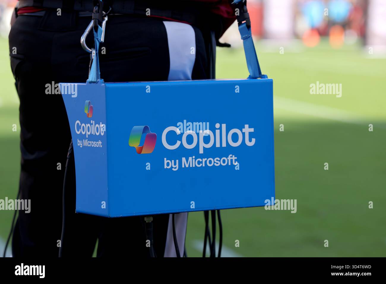 A Microsoft Surface Copilot device is seen during an NFL football game ...
