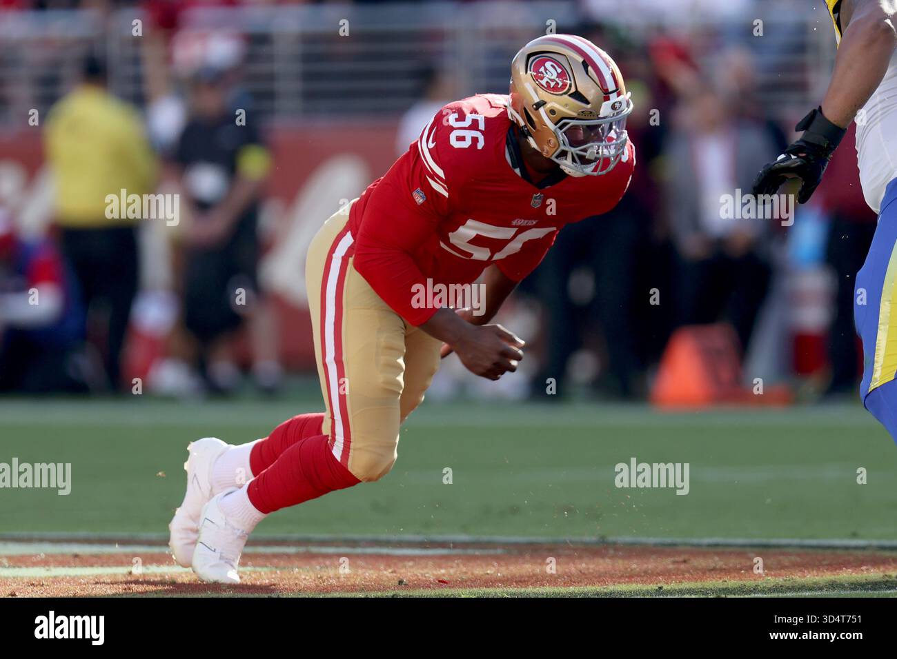 San Francisco 49ers defensive end Keion White (56) rushes during an NFL ...