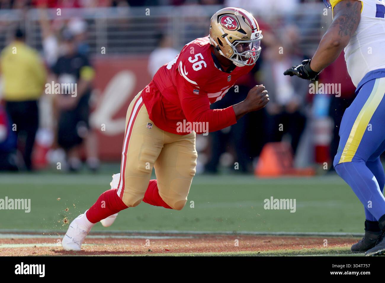 San Francisco 49ers defensive end Keion White (56) rushes during an NFL ...