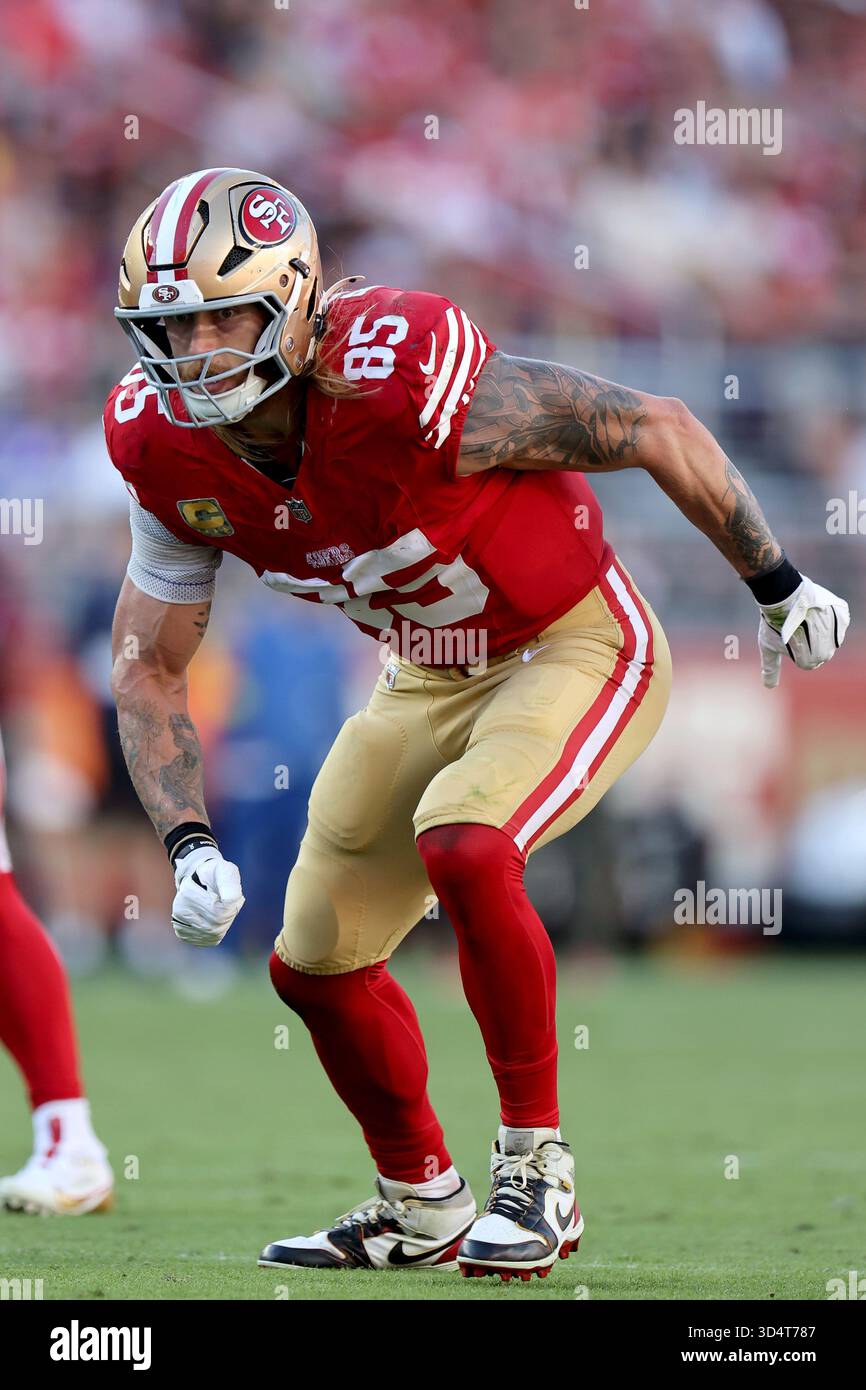 San Francisco 49ers tight end George Kittle (85) runs during an NFL ...