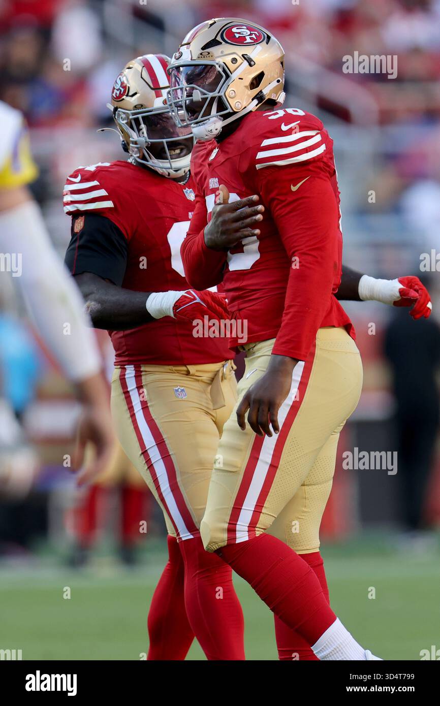 San Francisco 49ers defensive end Keion White (56) reacts after a play ...
