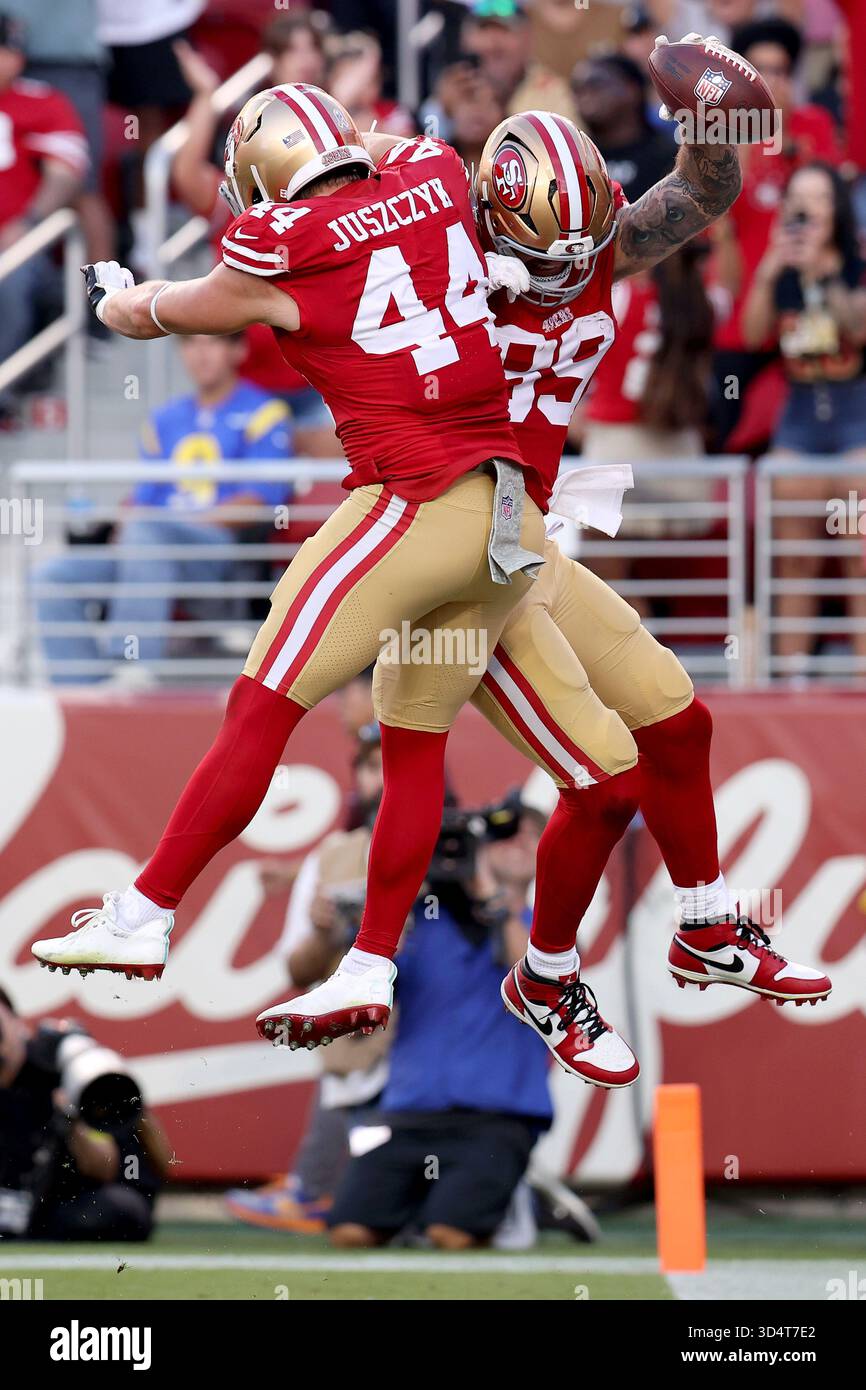 San Francisco 49ers tight end Luke Farrell (89) celebrates with ...