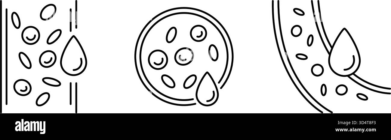 Blood vessel line icons set. Human artery and vein symbol. blood ...