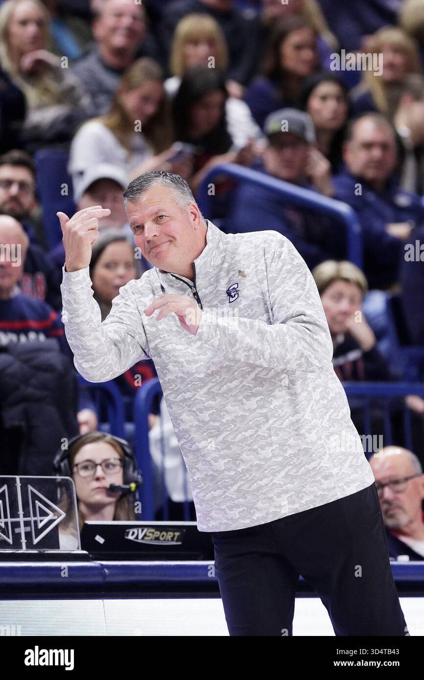 Creighton head coach Greg McDermott directs his team during the first ...